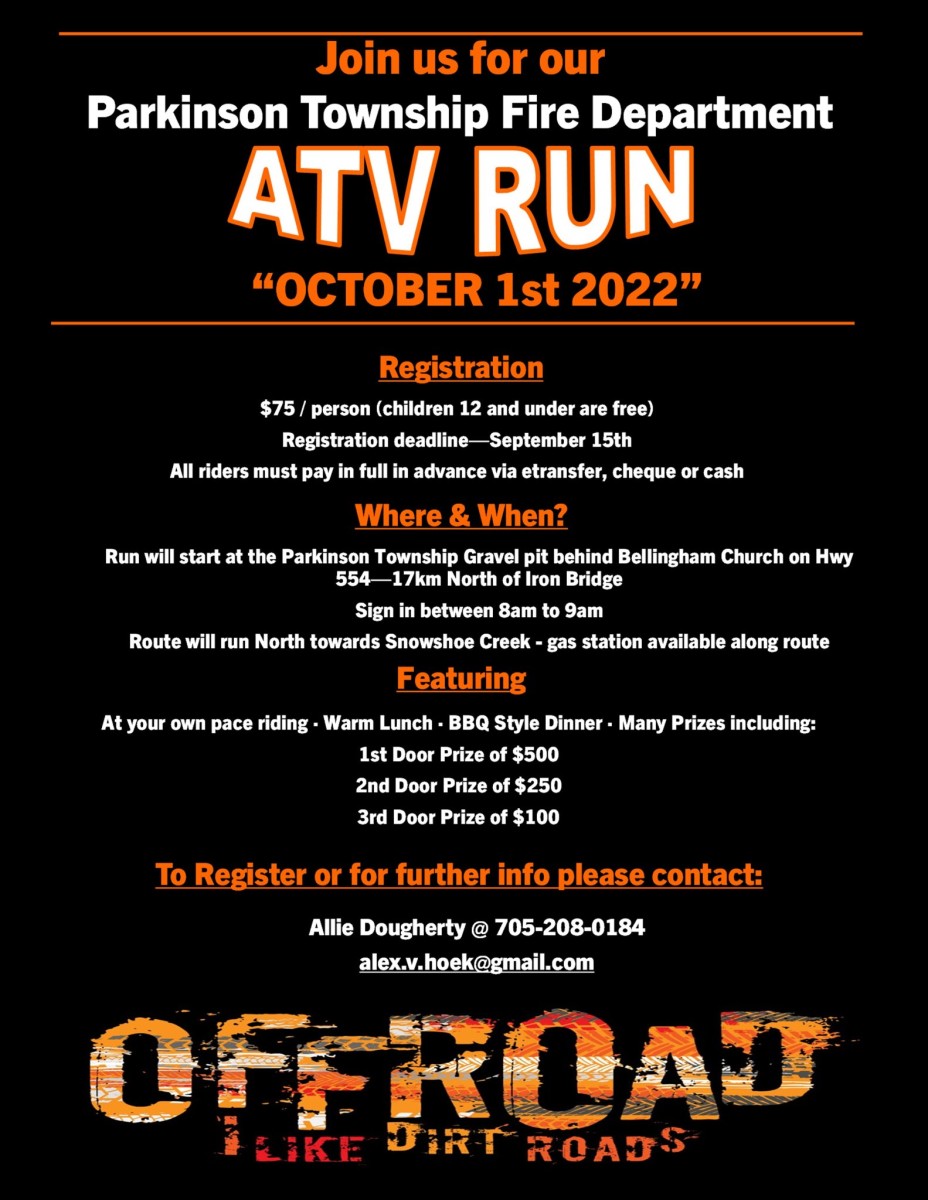 Parkinson Township Fire Department ATV Run – Huron Shores